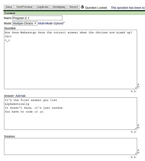 Create New Questions in WebAssign