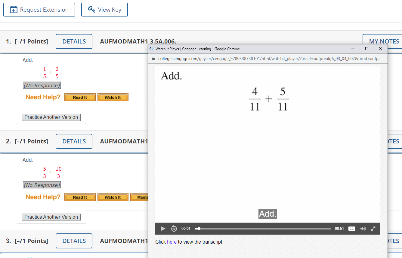 WebAssign Developmental Math Content