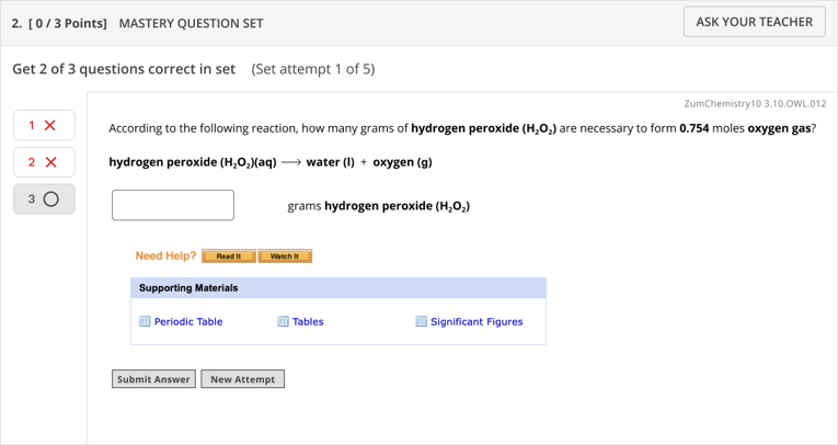 Mastery in WebAssign